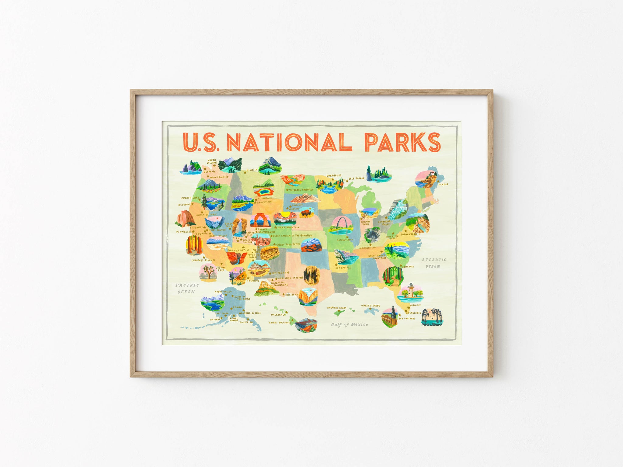 US National Park Map Art Print – Angela Staehling